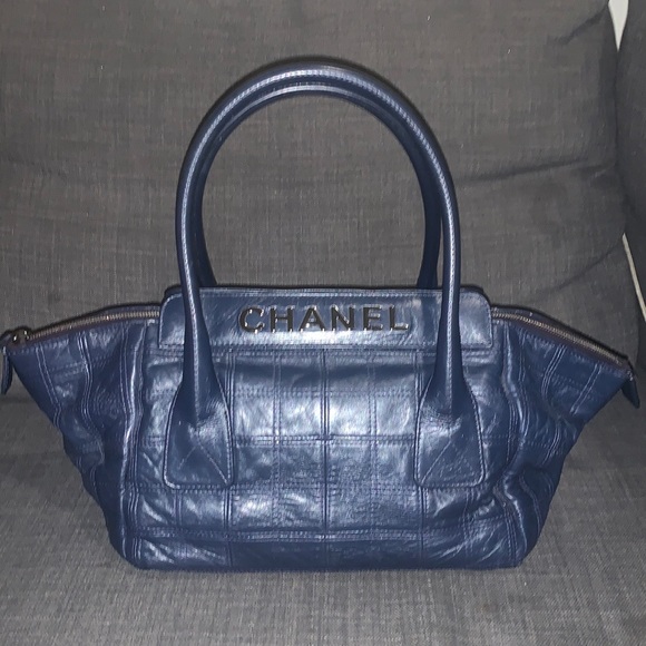 CHANEL | Bags | Chanel Navy Blue Handle Bag | Poshmark